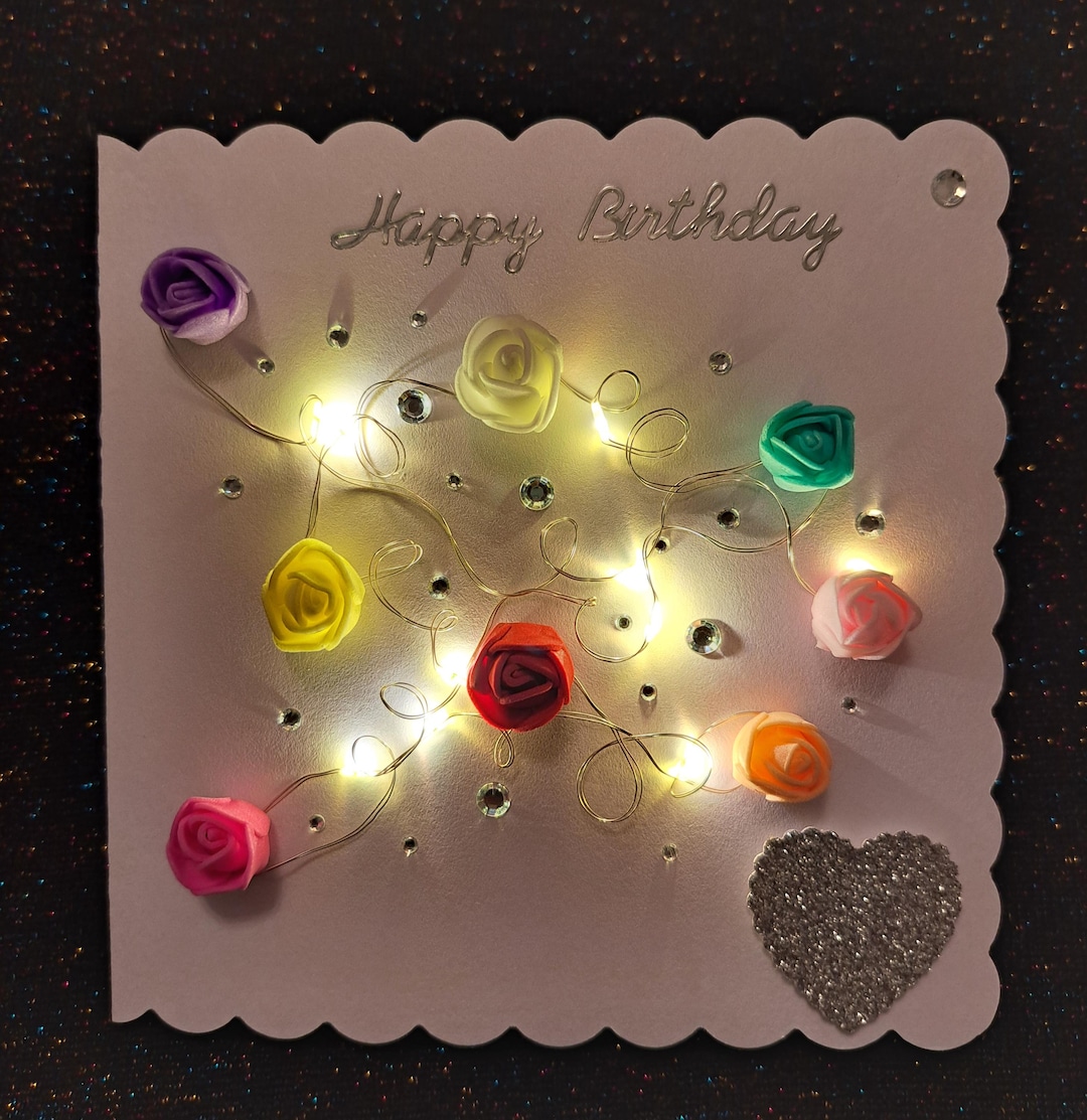 Light up Cards Led Cards Light up Birthday Cards Hearts and Flowers ...