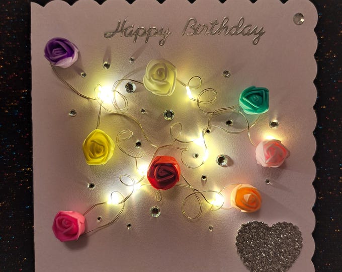 Light up Cards Led Cards Light up Birthday Cards Hearts and Flowers ...