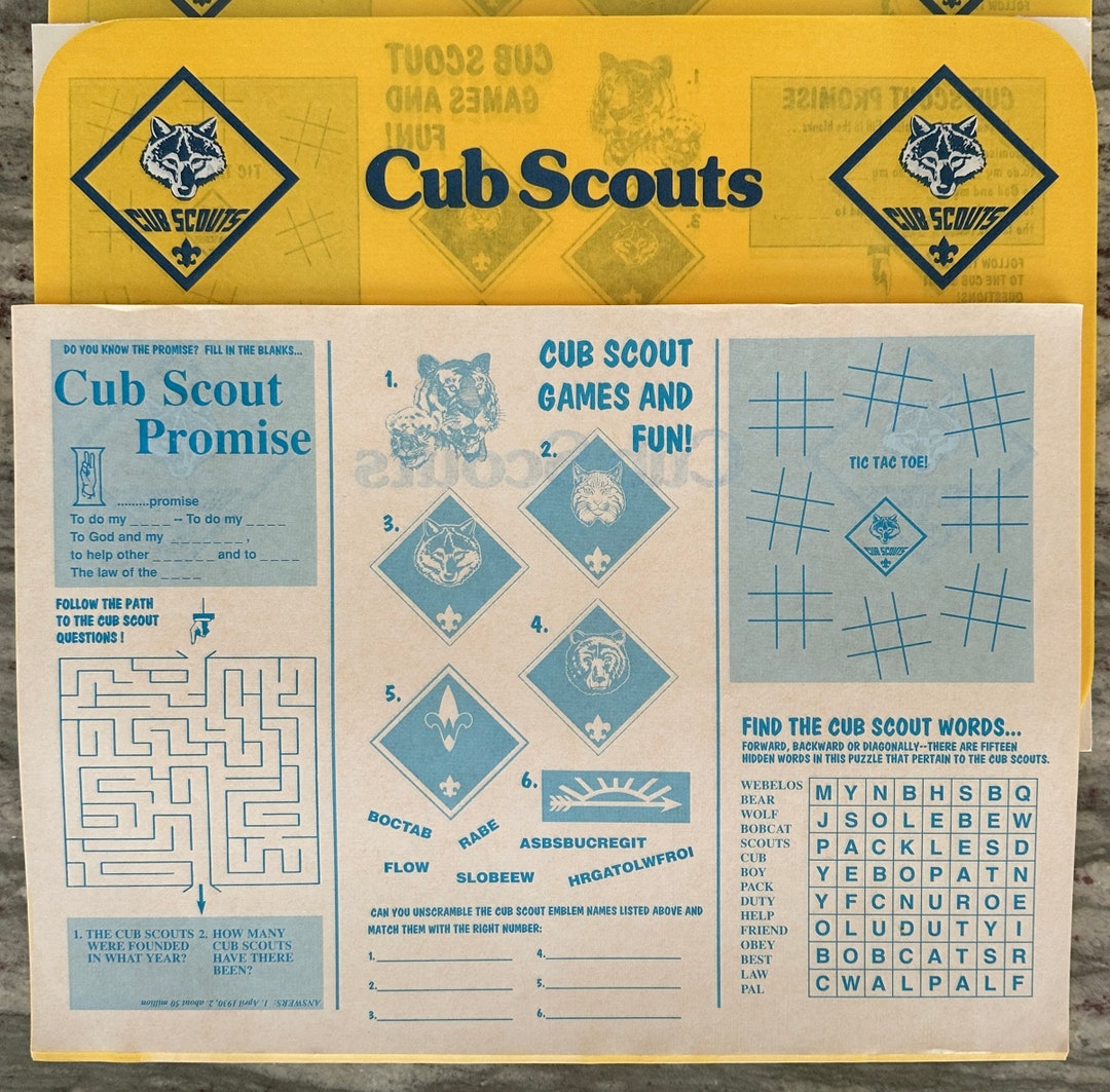 Vintage Cub Scout Paper Placemats - Etsy