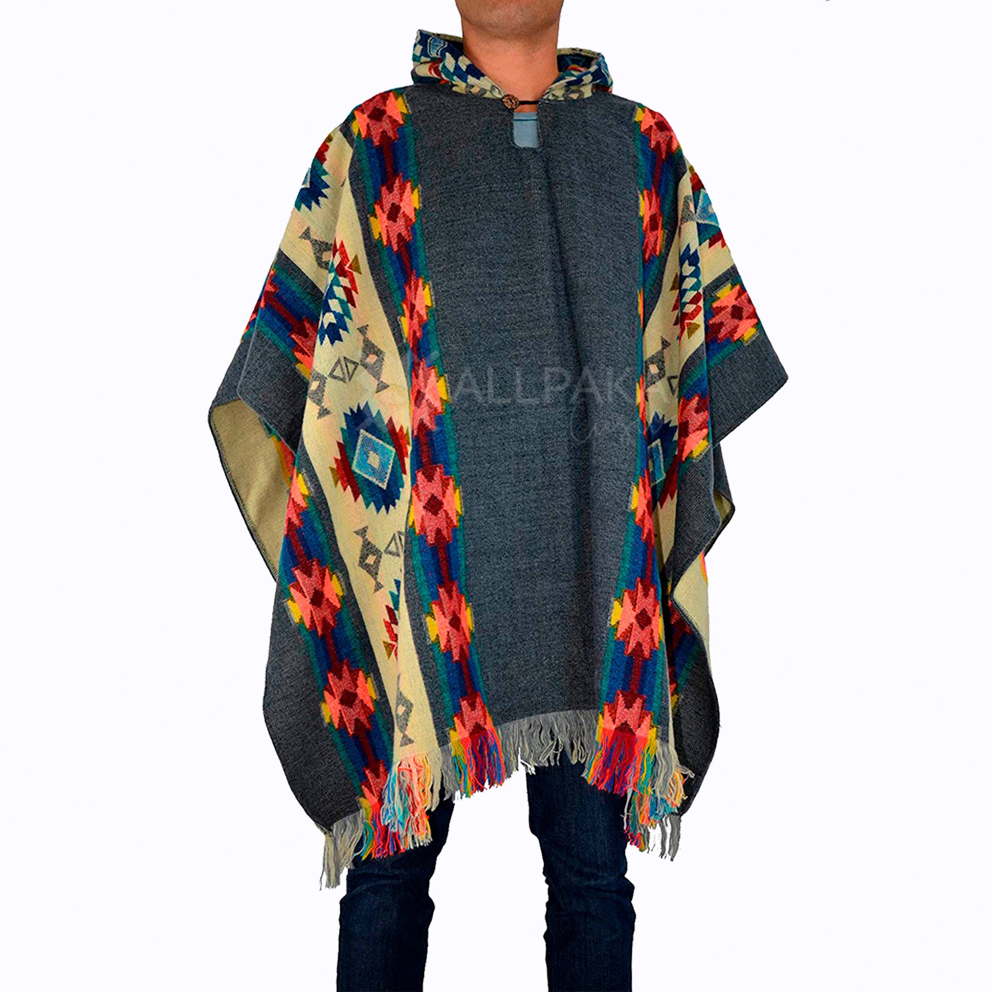 Peruvian Poncho With Inca Designs / Ponchos Knitted in Alpaca Wool ...