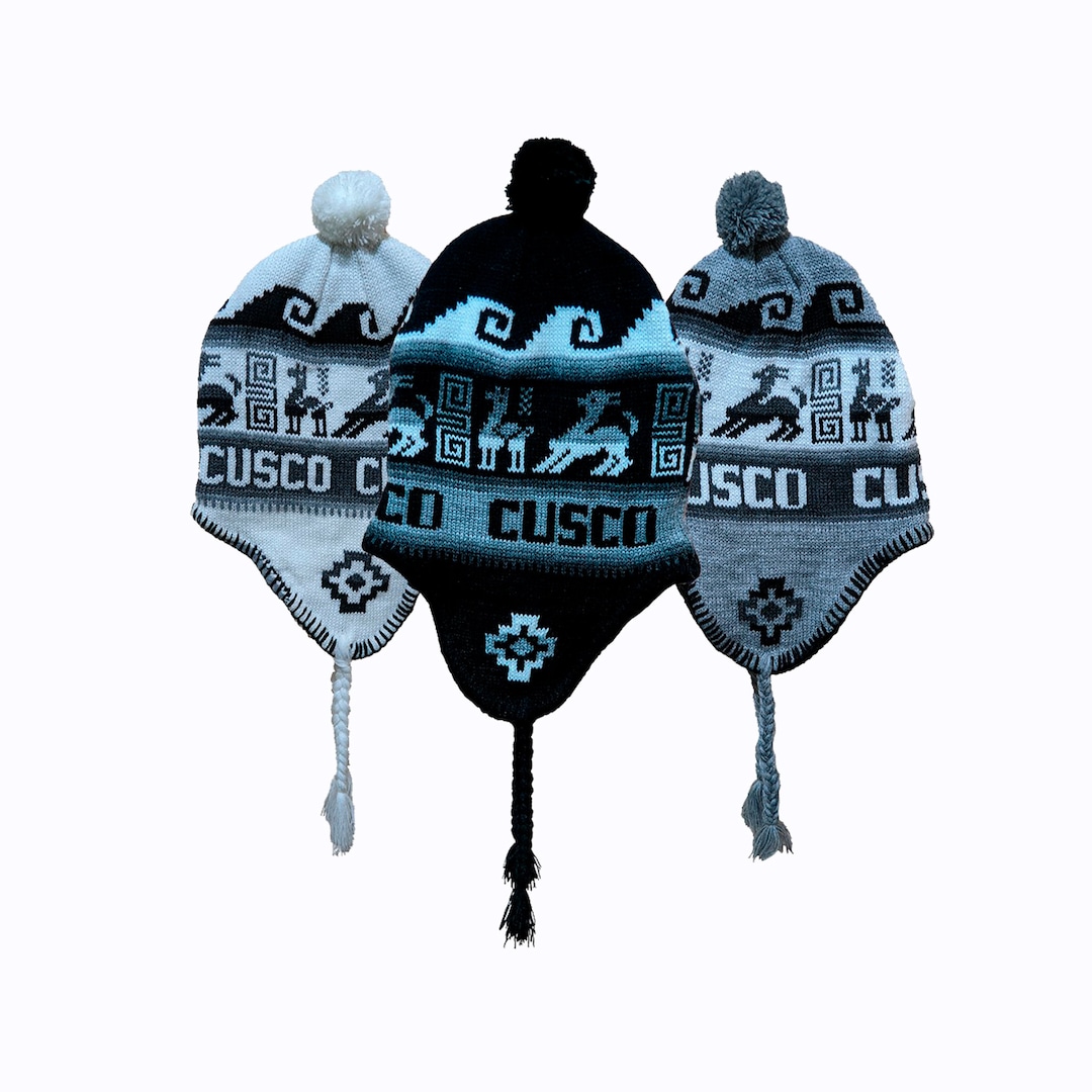 Andean Chullo / Cusqueña Wool Chullo / Llama and Cusco Design / Winter ...