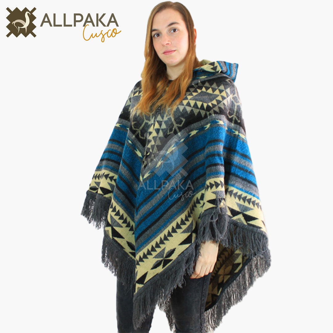Premium Alpaca Poncho With Native Design - Versatile Unisex Fashion - Etsy