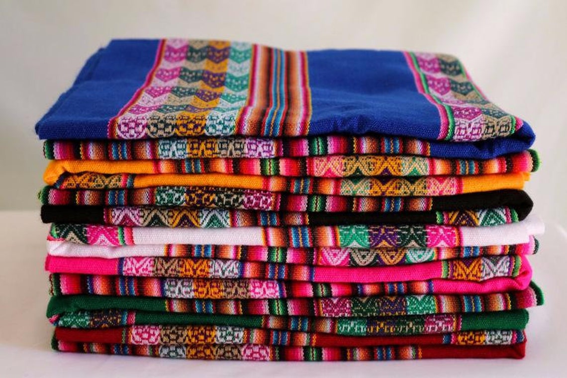 Colorful fabrics Peruvian blanket ethnic textiles Aguayo | Etsy