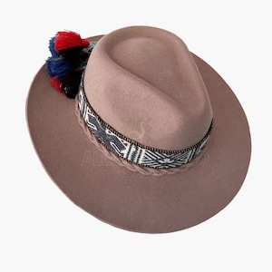 Cream Fedora Hat for Women, Peruvian Hat, Inka-q'ero Woven Band Hat ...
