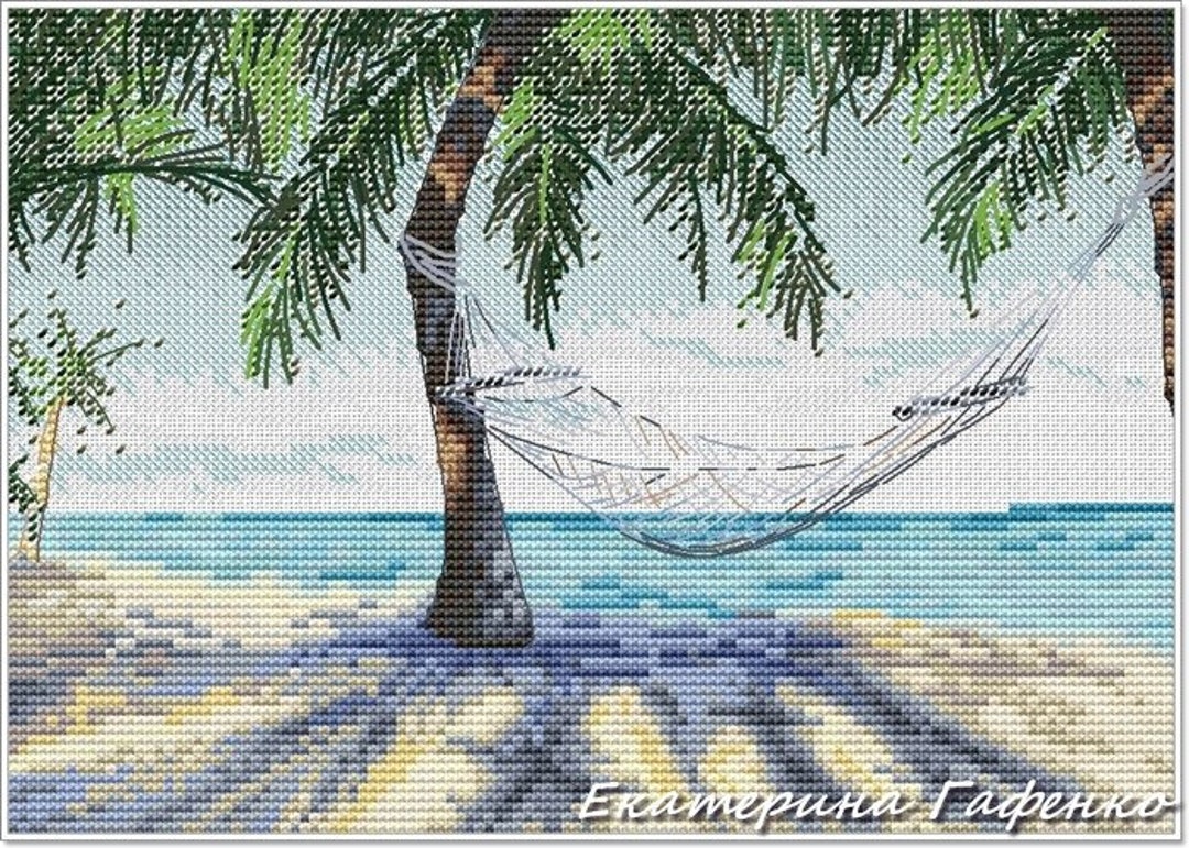 Hammock. DMC Cross Stitch Chart Needlepoint Pattern Embroidery Chart ...