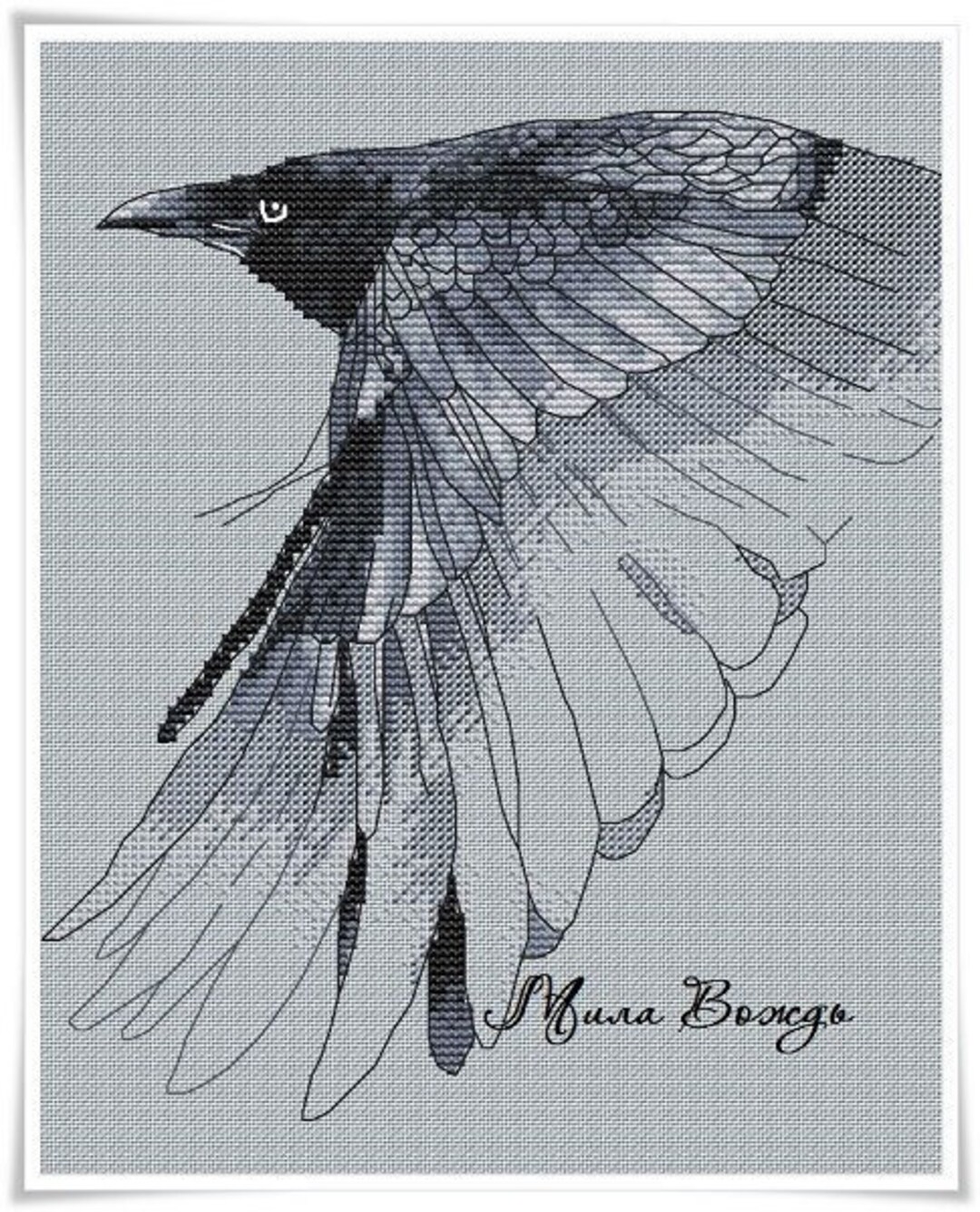 Raven, DMC Cross Stitch Chart Needlepoint Pattern Embroidery Chart ...