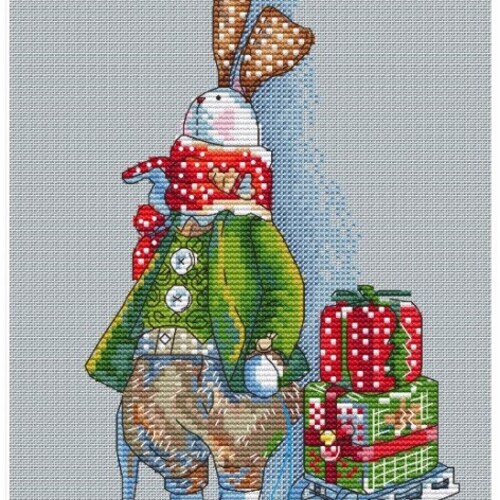 Rabbit and Presents DMC Cross Stitch Chart Needlepoint - Etsy
