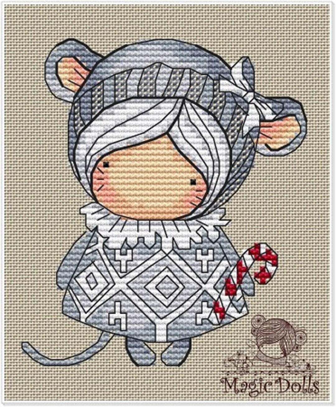 Doll Mouse Gray, Series MINI Magic__dolls. DMC Cross Stitch Chart ...