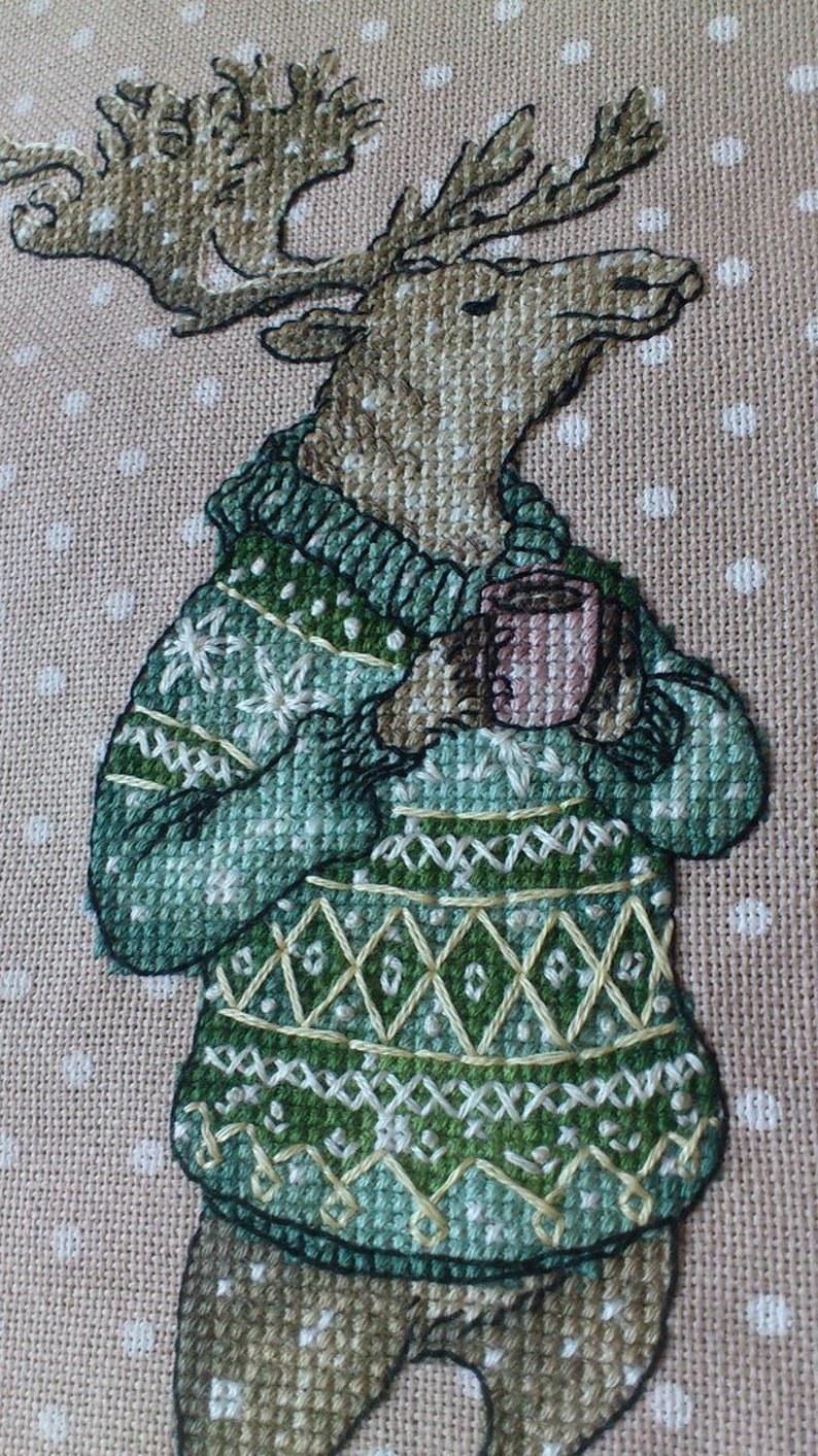 Reindeer Cross-stitch Design in PDF Format Series by Julia - Etsy