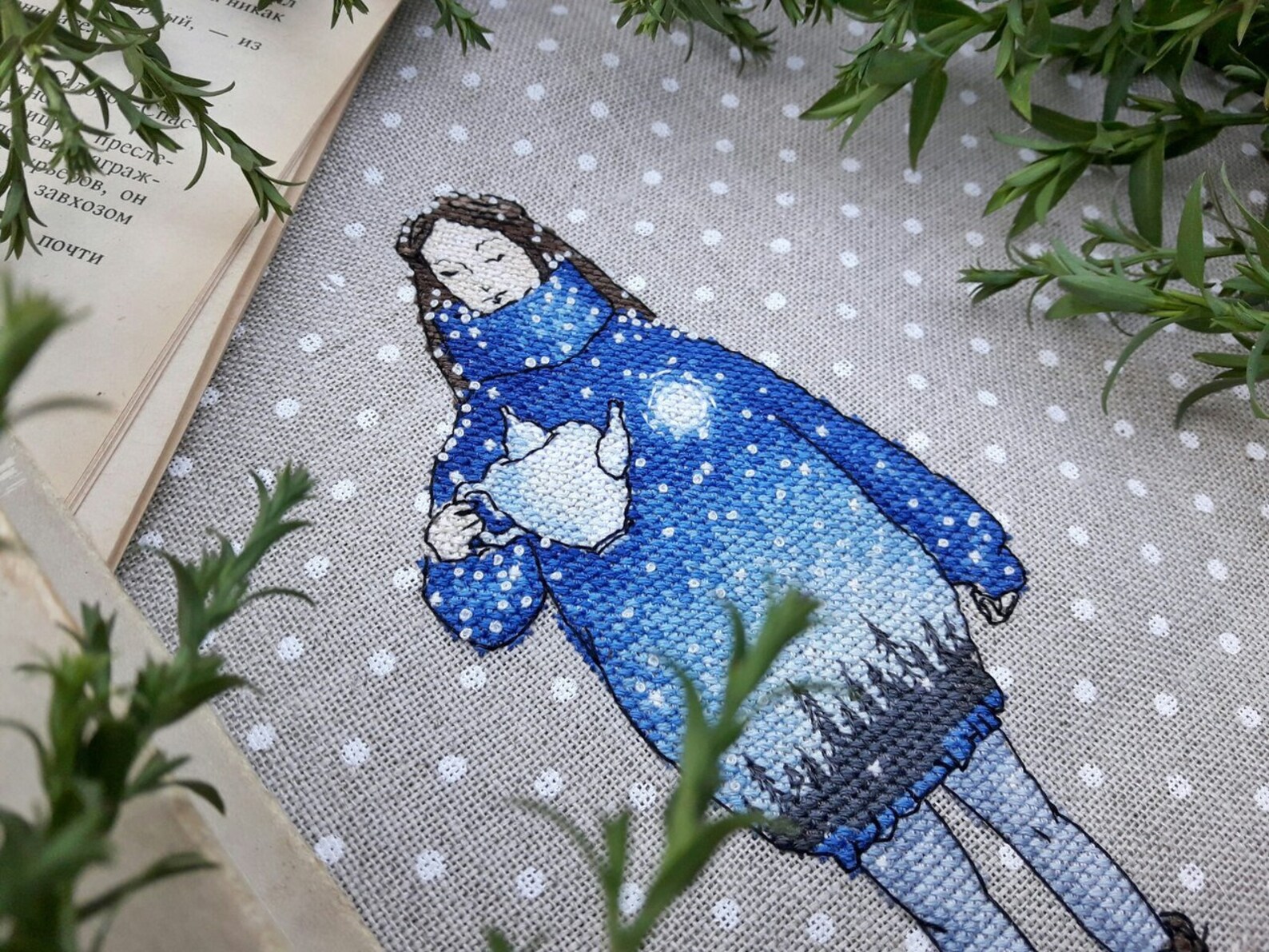 Girl Cross-stitch Design in PDF Format Series by Julia - Etsy