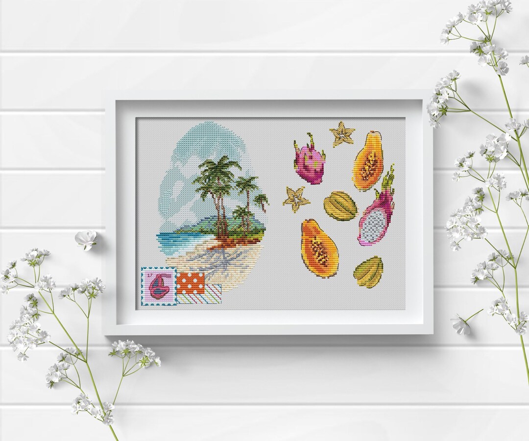 Tropics, DMC Cross Stitch Chart Needlepoint Pattern Embroidery Chart ...