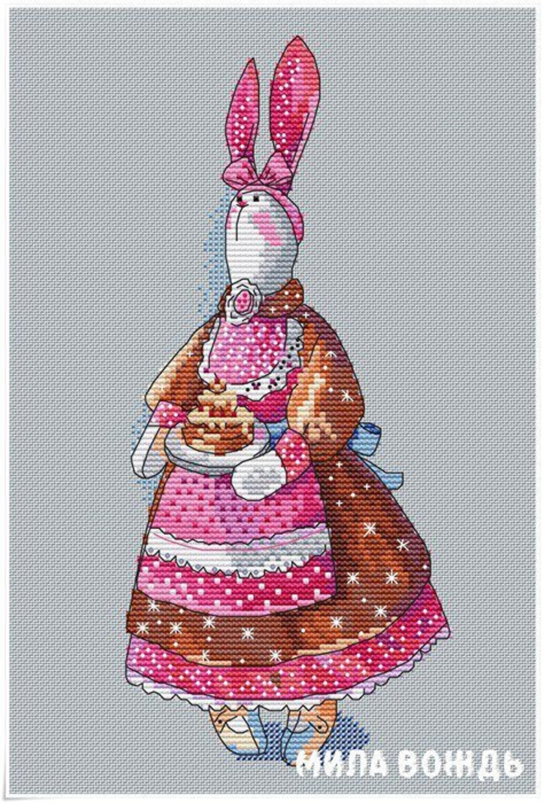 Rabbit Baker, DMC Cross Stitch Chart Needlepoint Pattern Embroidery ...
