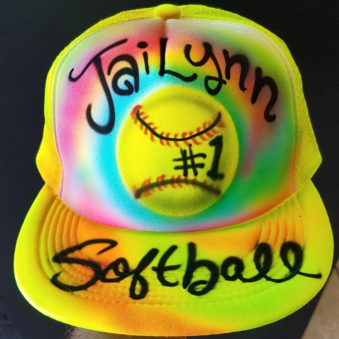 Custom Personalized Airbrush Trucker Hat One Size Adjustable Softball ...