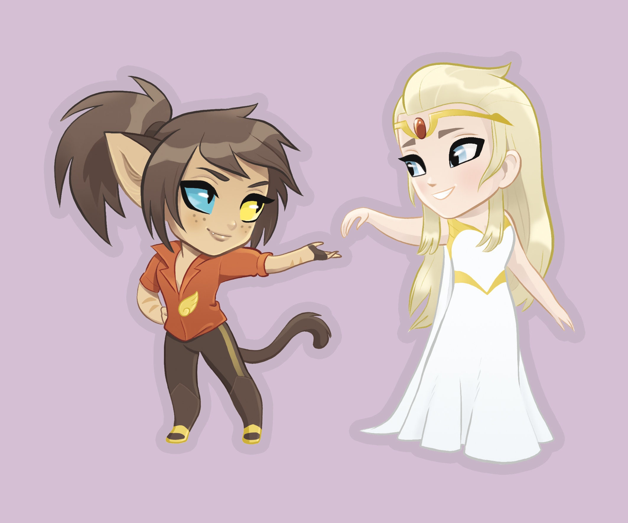 Chibi Catradora Wish Sticker Catra and Adora Dancing at - Etsy