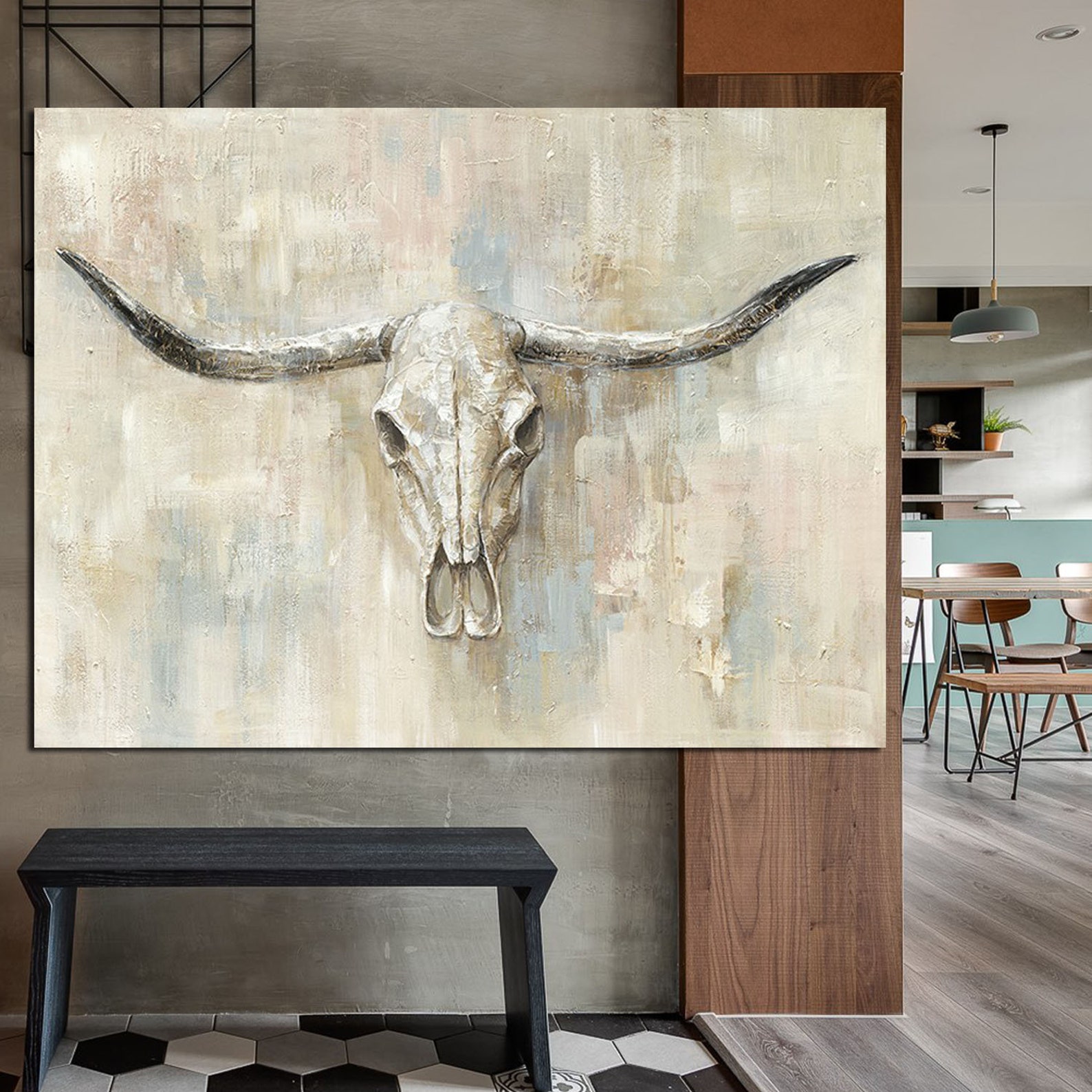 Large Bull Head Oil Paintingbull Head Oil Painting Bull | Etsy