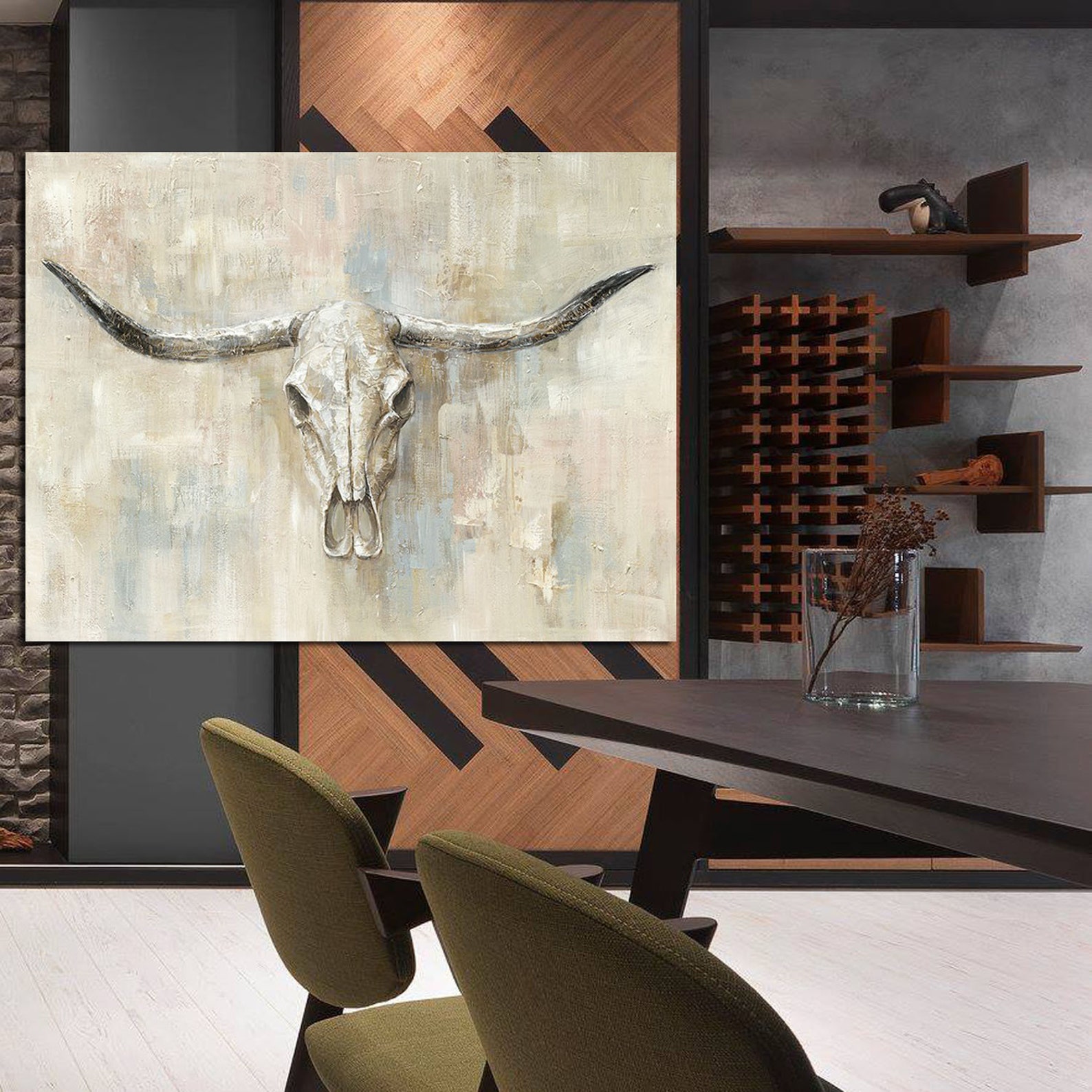 Large Bull Head Oil Paintingbull Head Oil Painting Bull | Etsy