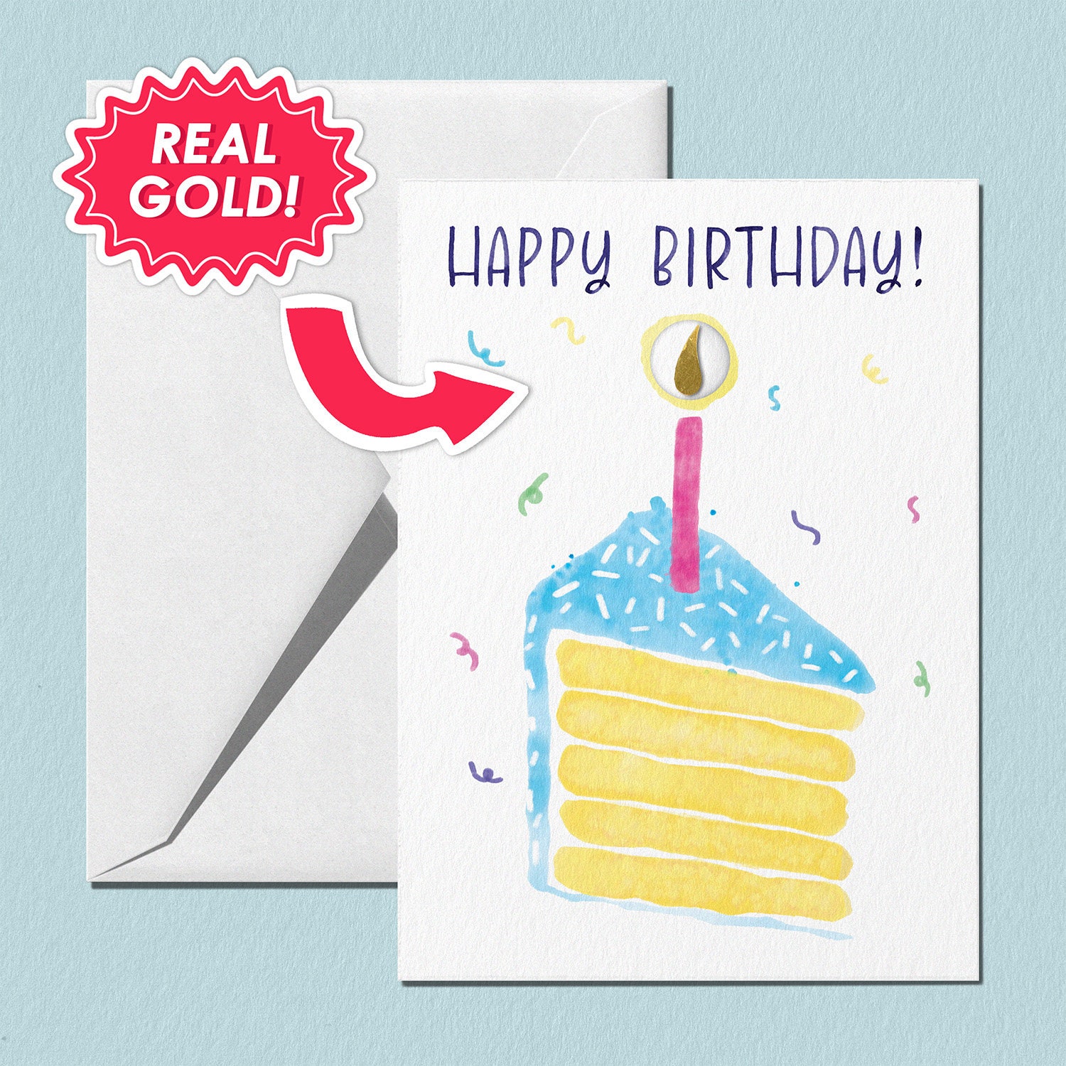 Happy Birthday Greeting Card Featuring Real 100mg Custom Gold Bar ...