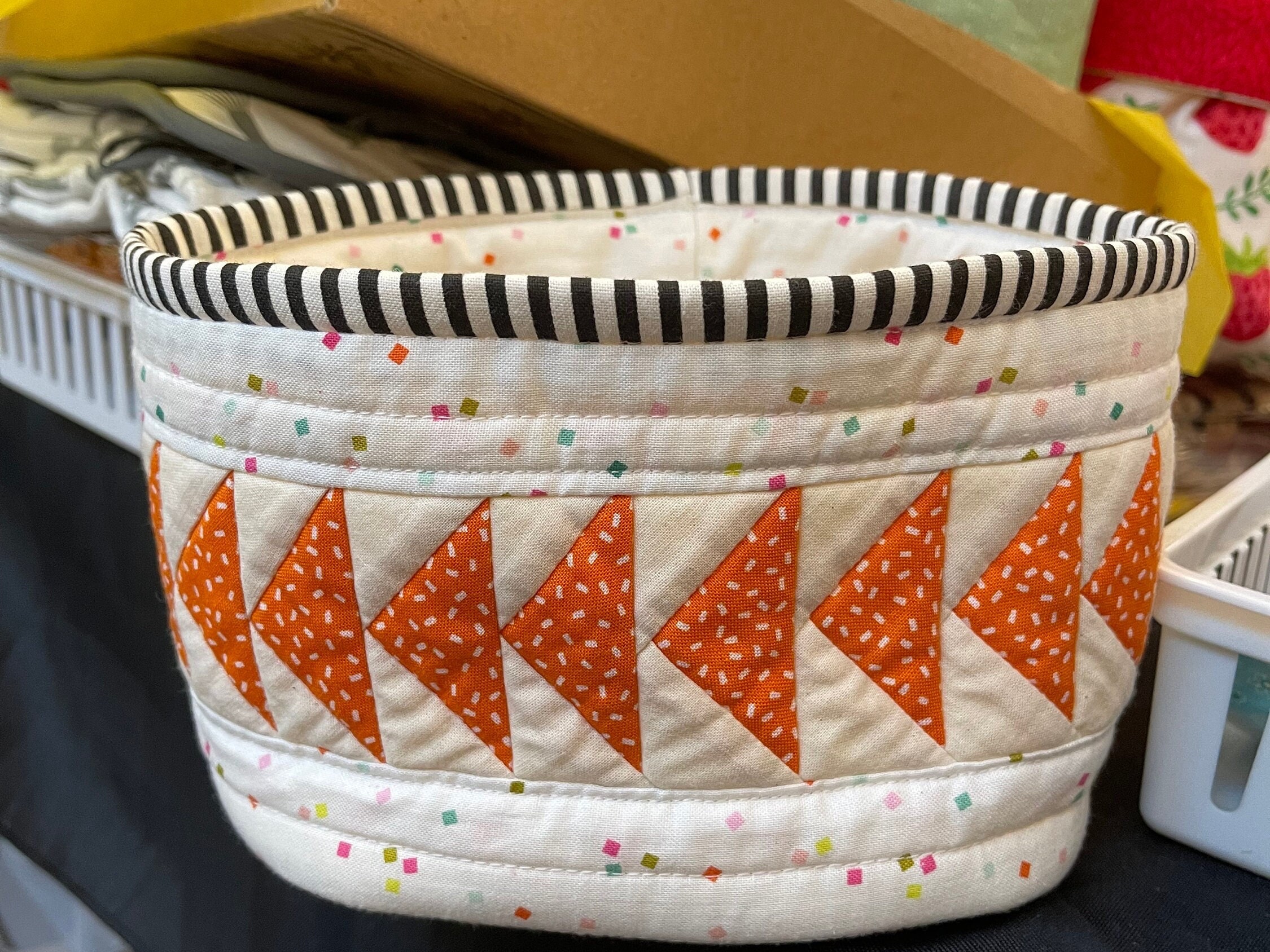 Organizer Bascket, Flying Geese Basket, Quilted Basket, Handmade, Bath ...