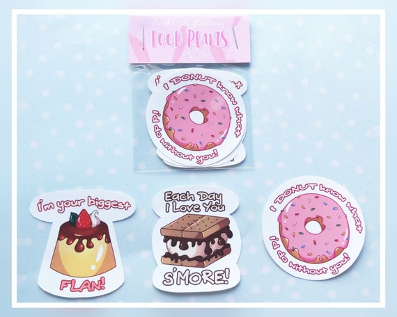 2 Delicious Desserts Puns Donuts Flan Pudding Smores | Etsy