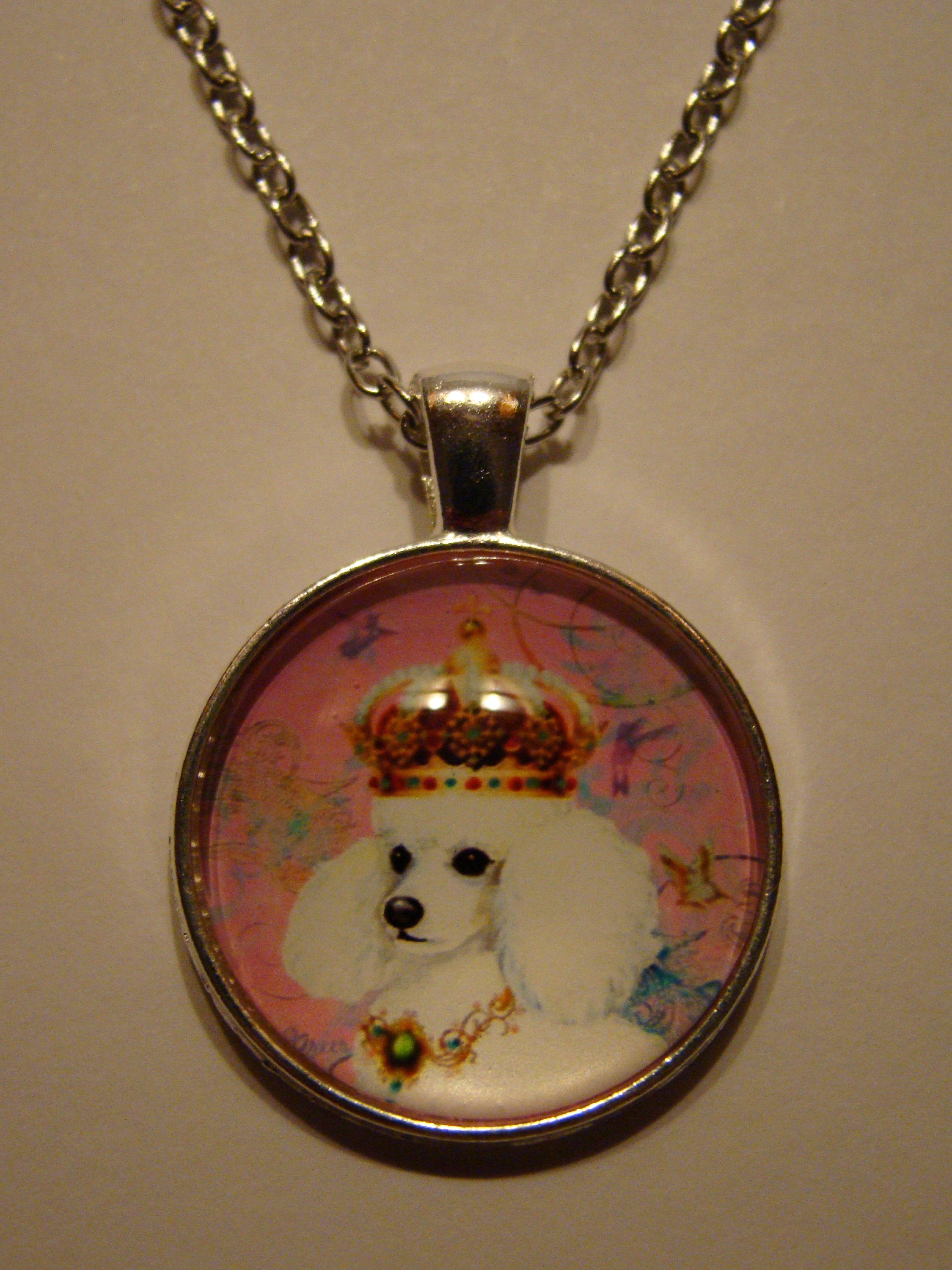 Necklace Chain Locket Necklace Glass Cabochon Poodle Dog | Etsy