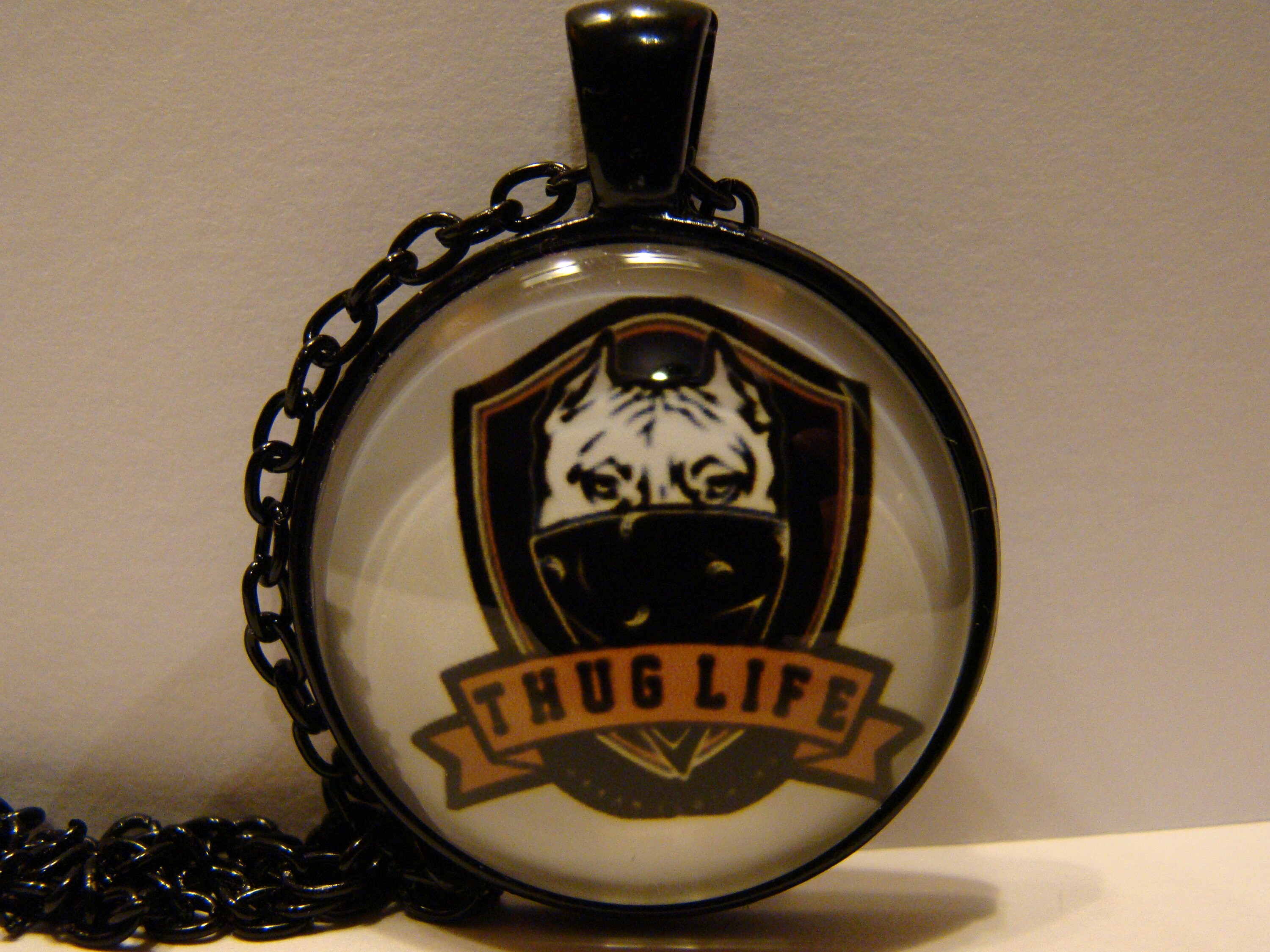 Necklace Chain Locket Necklace Glass Cabochon THUG LIFE - Etsy