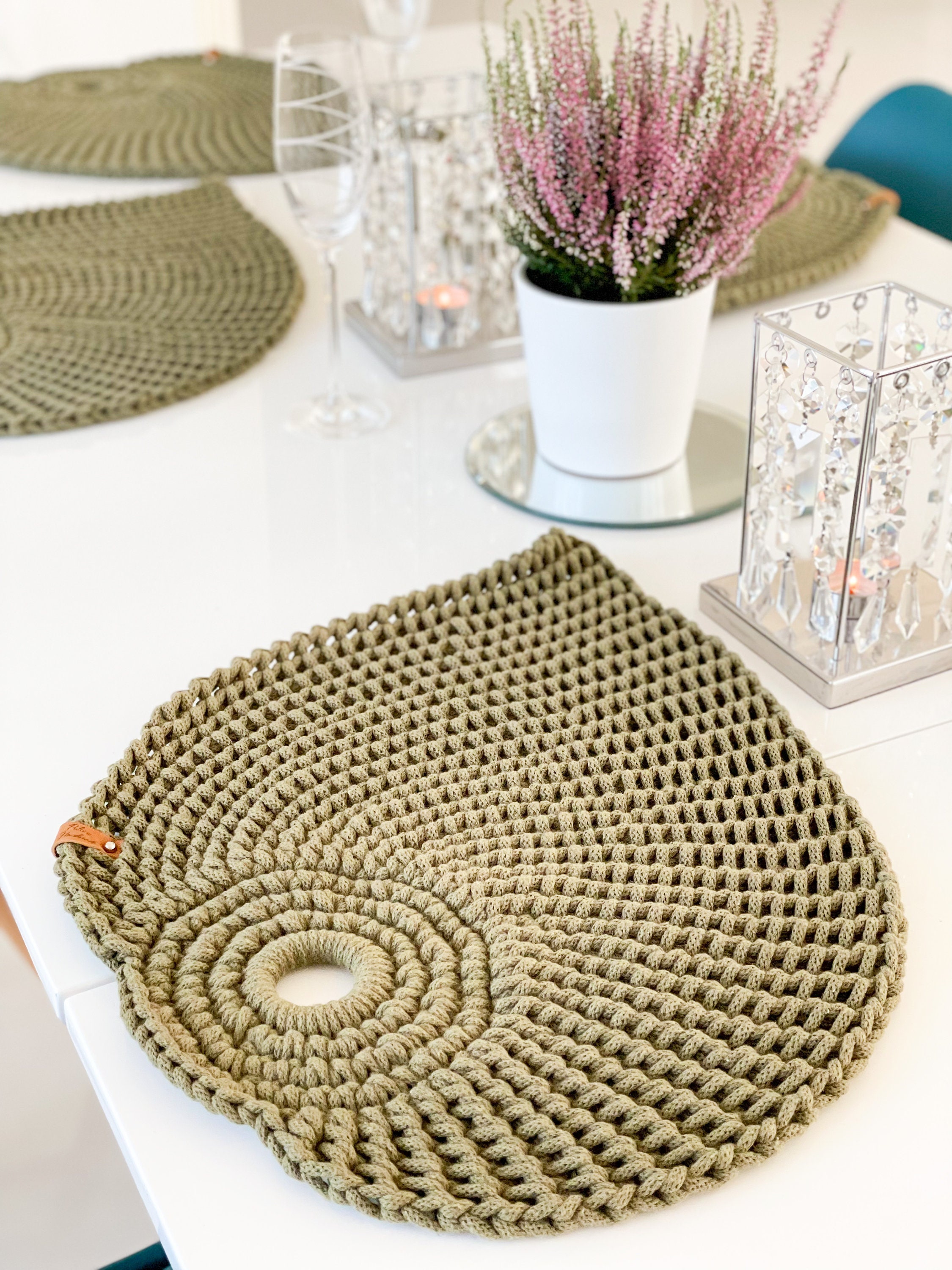 Set of 6 Crochet Placemats Leaf Shape Placemats Crochet - Etsy