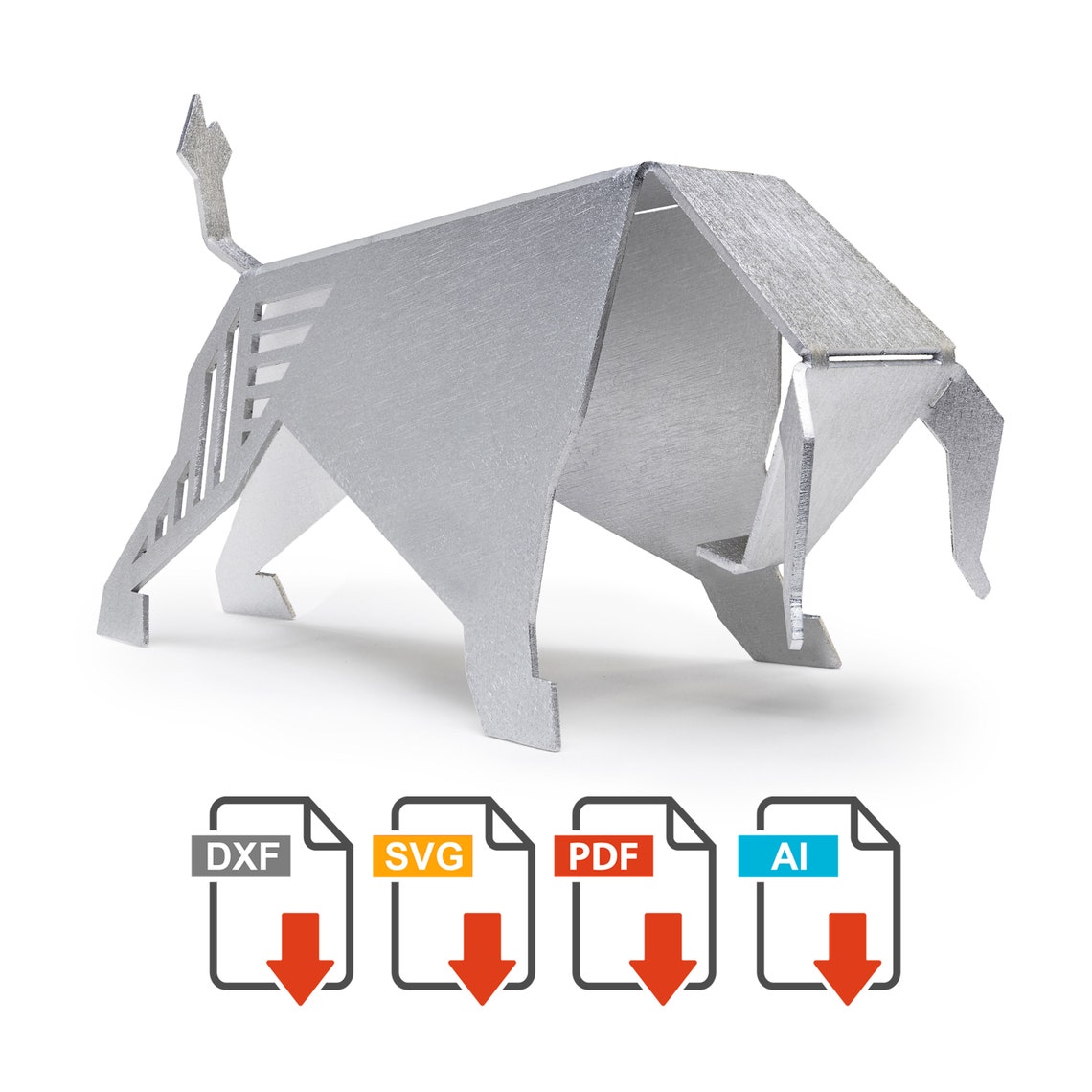 Bull Geometric Figurine | Taurus Modern Sculpture | DXF Files | Plasma ...