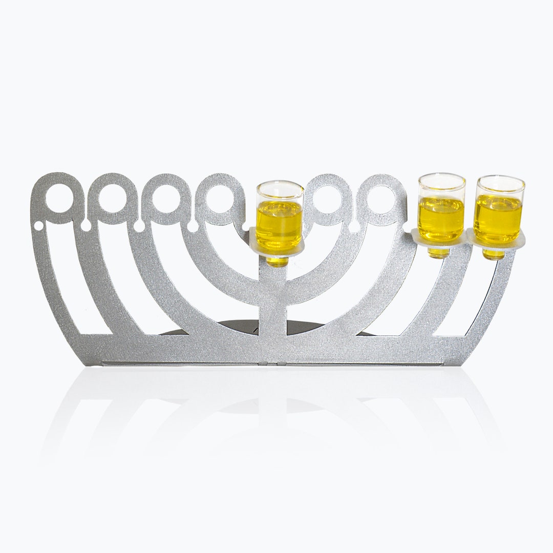 Hanukkiah, Modern Oil Menorah, Modern Judaica, Bar Mitzvah Gift, Jewish ...