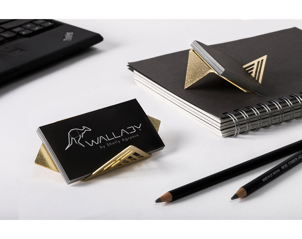 Modern Brass Business Card Stand. Desktop Accessories. - Etsy