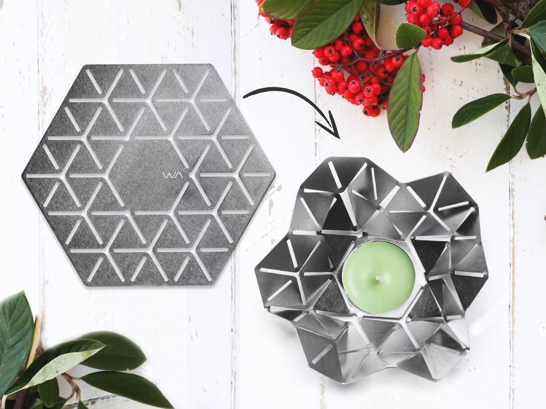 Modern Design Metal Tealight Holder Fold It Yourself - Etsy