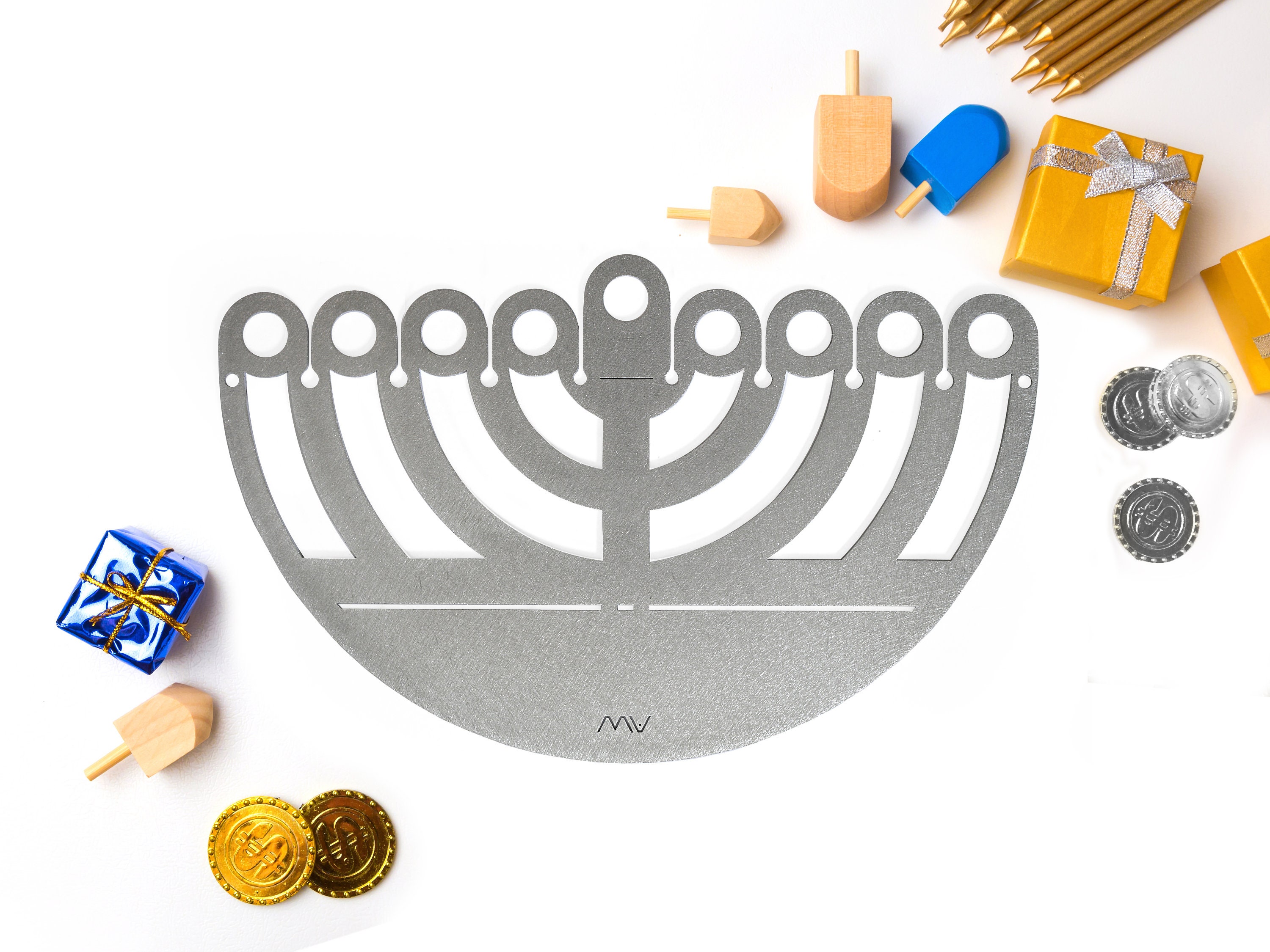 Hanukkiah Menorah for Oil Candles Minimalist Hanukkah | Etsy