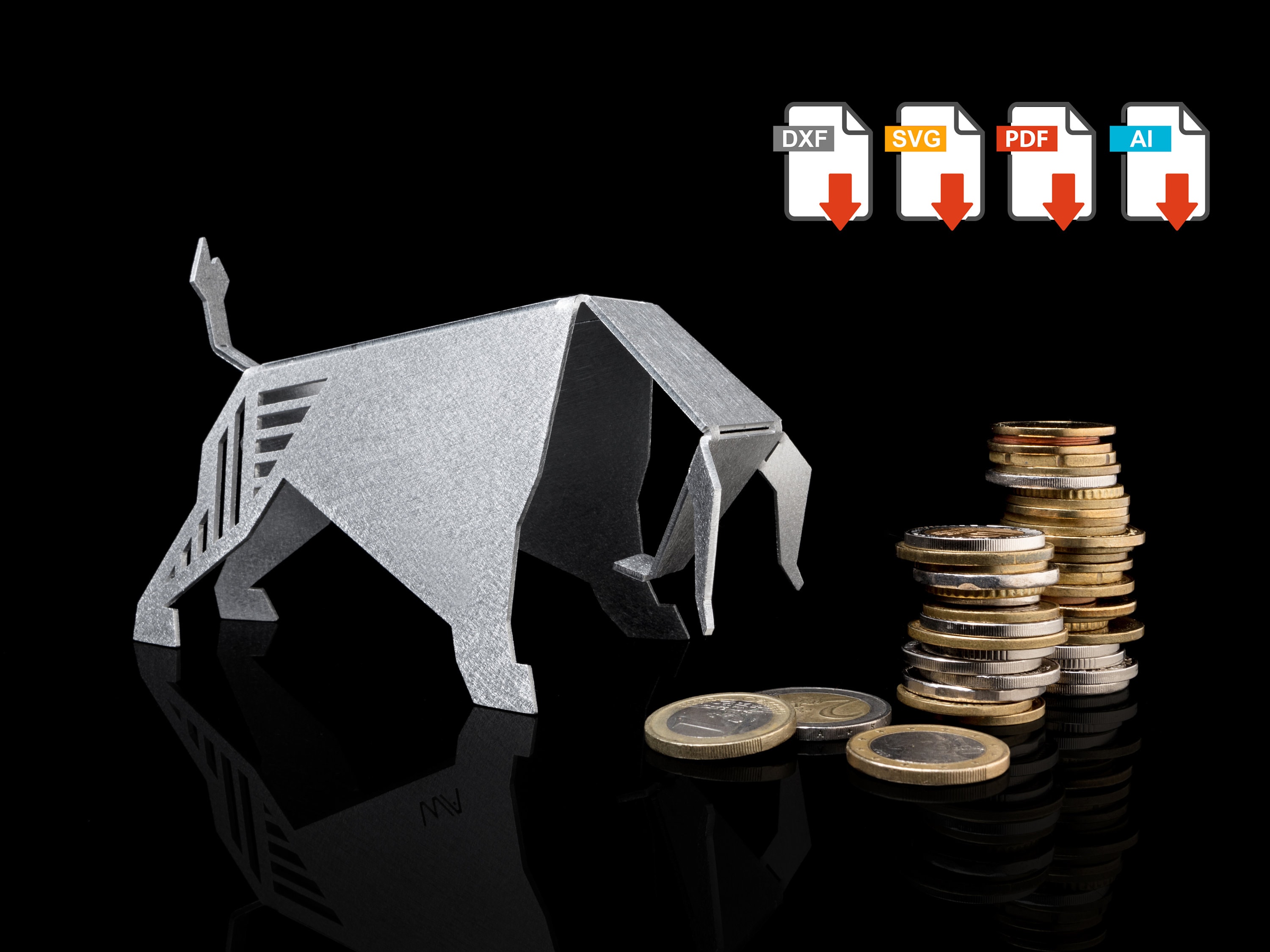 Bull Geometric Figurine | Taurus Modern Sculpture | DXF Files | Plasma ...