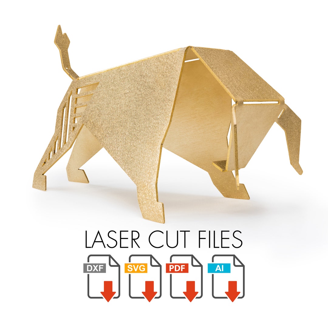 Bull Geometric Figurine | Taurus Modern Sculpture | DXF Files | Plasma ...