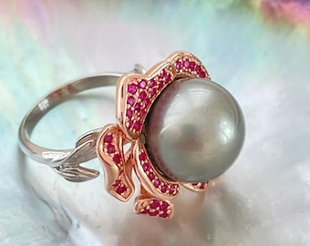 Light Blue Pearl Gold Ring - Etsy
