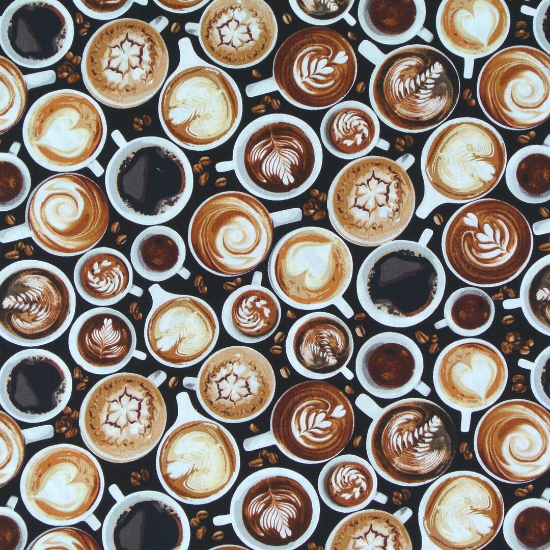 0,5m Patchworkstoff Kaffee Kaffeeliebe Baumwollstoff Cappuccino ...