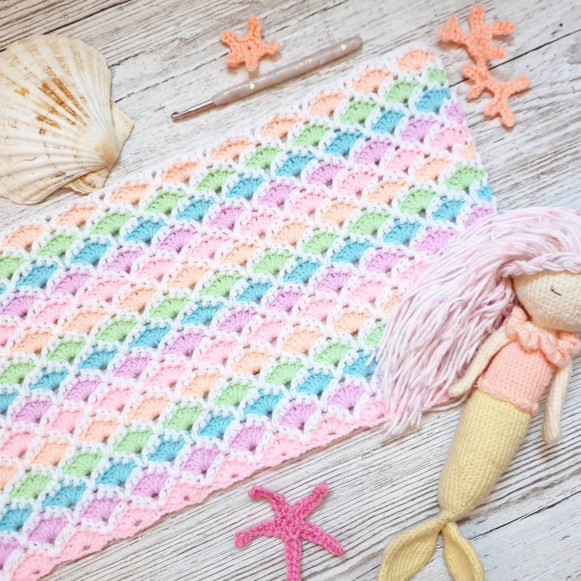 Mermaid Blanket Crochet Pattern baby girl/boy rainbow - Etsy Polska