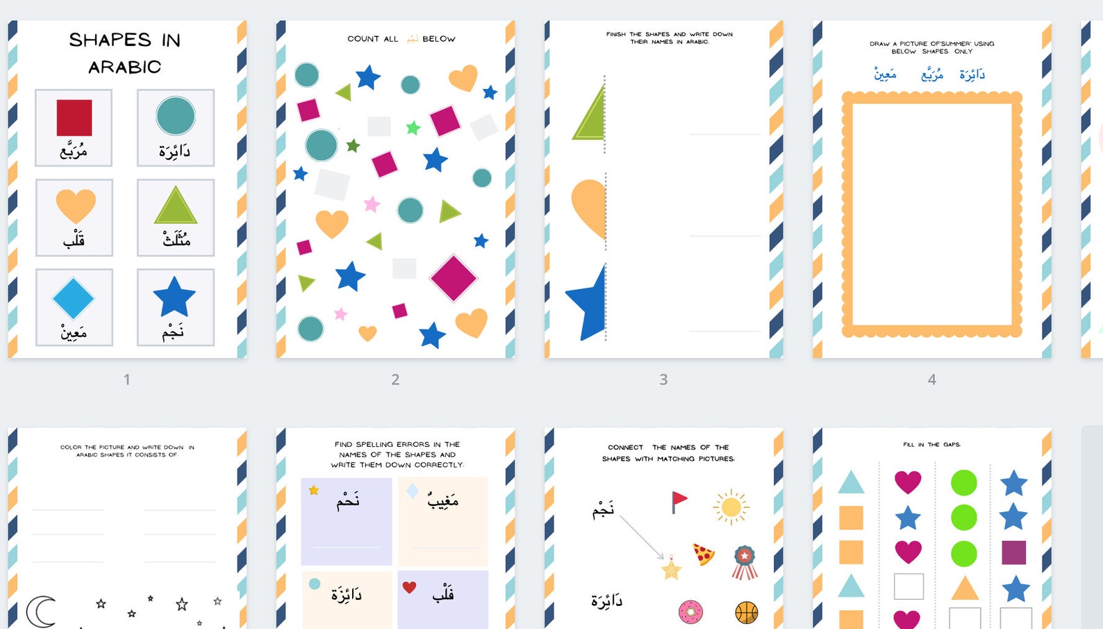 Numbers, Colours, Shapes IN ARABIC - Etsy
