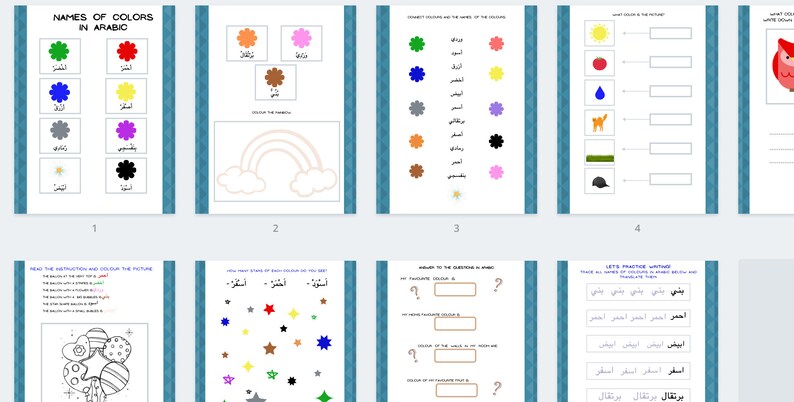 Numbers, Colours, Shapes IN ARABIC - Etsy