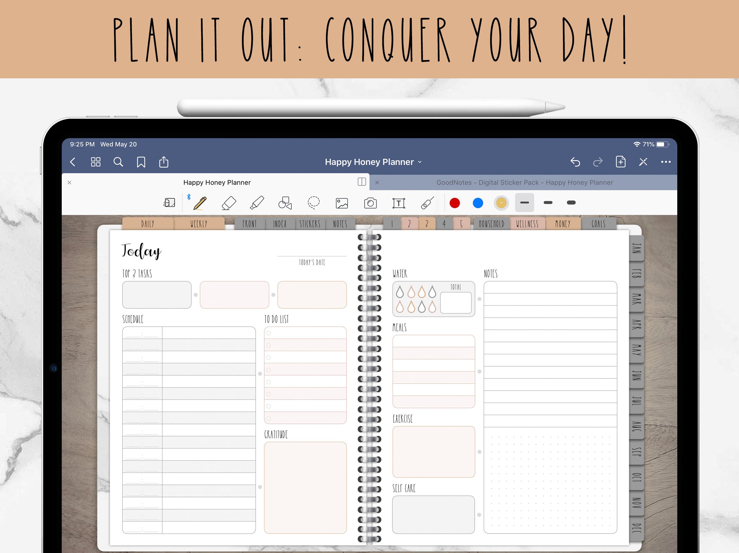 Undated Marble Digital Planner Goodnotes Happy Honey Planner | Etsy