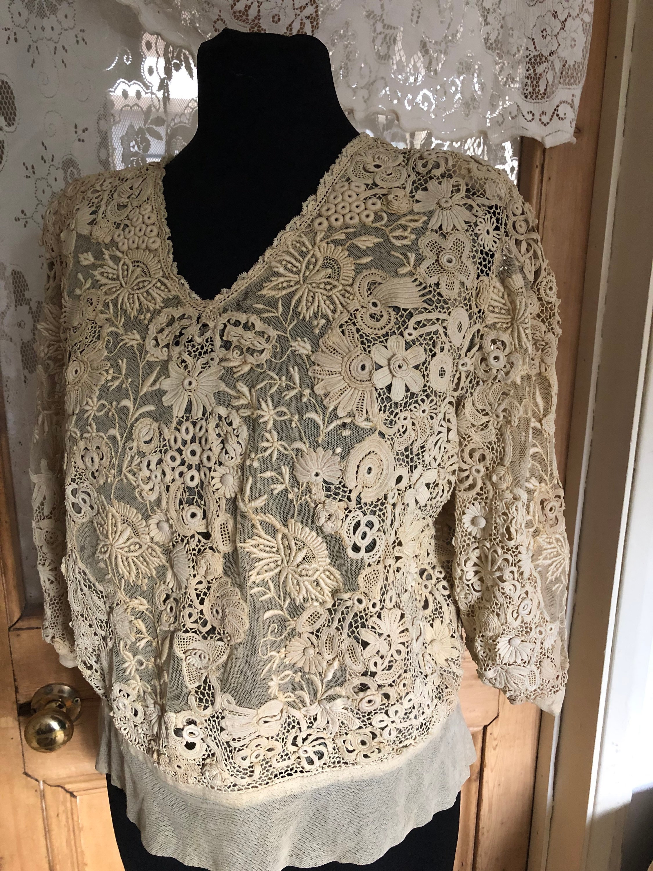 Antique Clones Irish Crochet Lace Bodice Top - Etsy