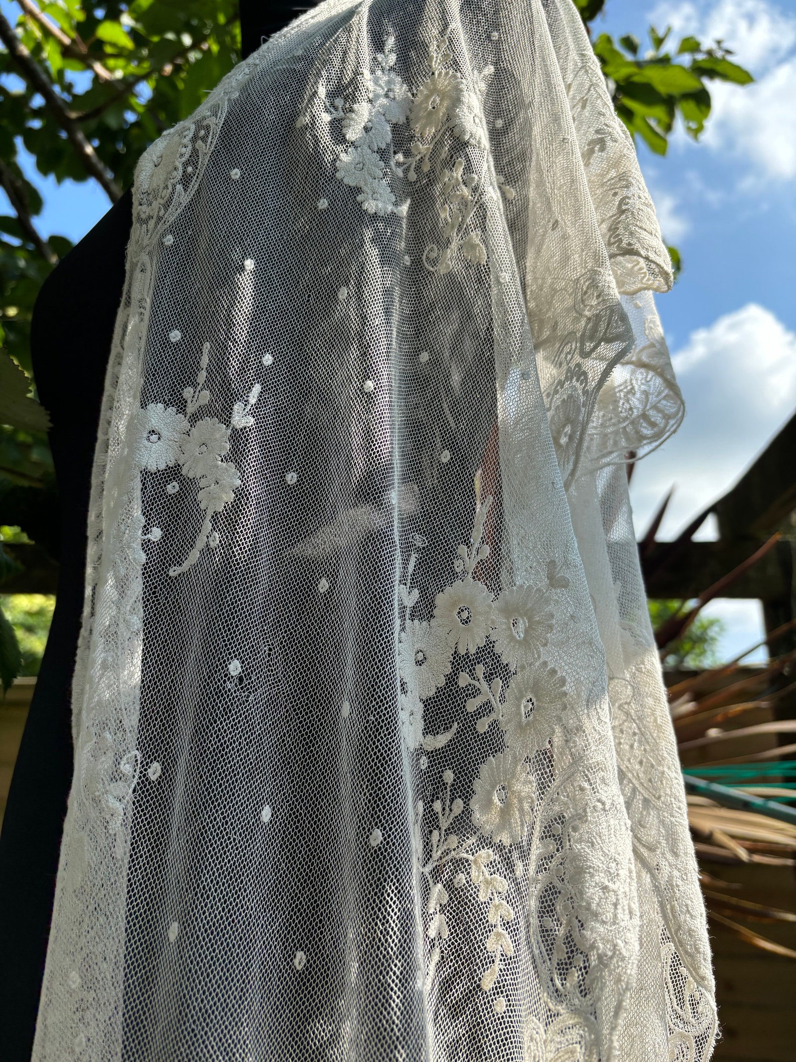Edwardian Antique Embroidered Lace Shawl - Etsy