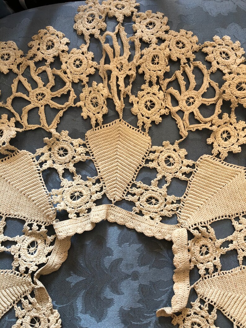 Large Antique Thread Crochet Lace Collar - Etsy UK