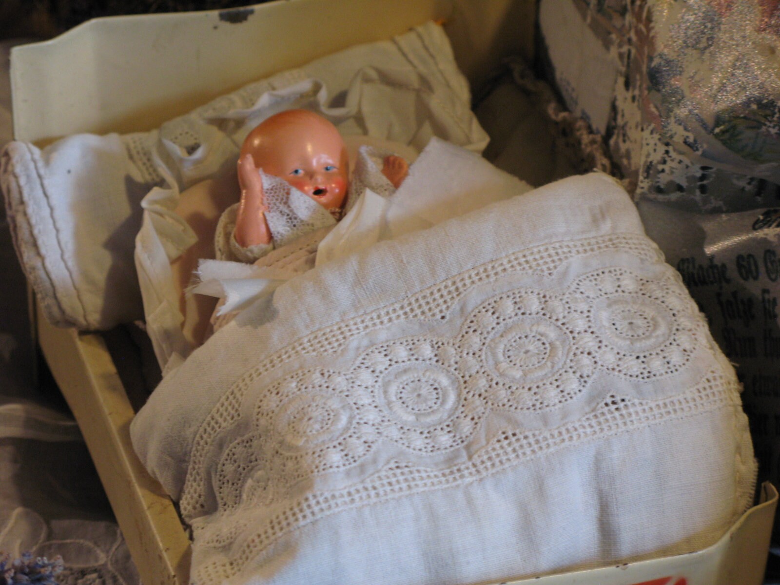 Antique Metal Doll Bed, With Baby Doll - Etsy