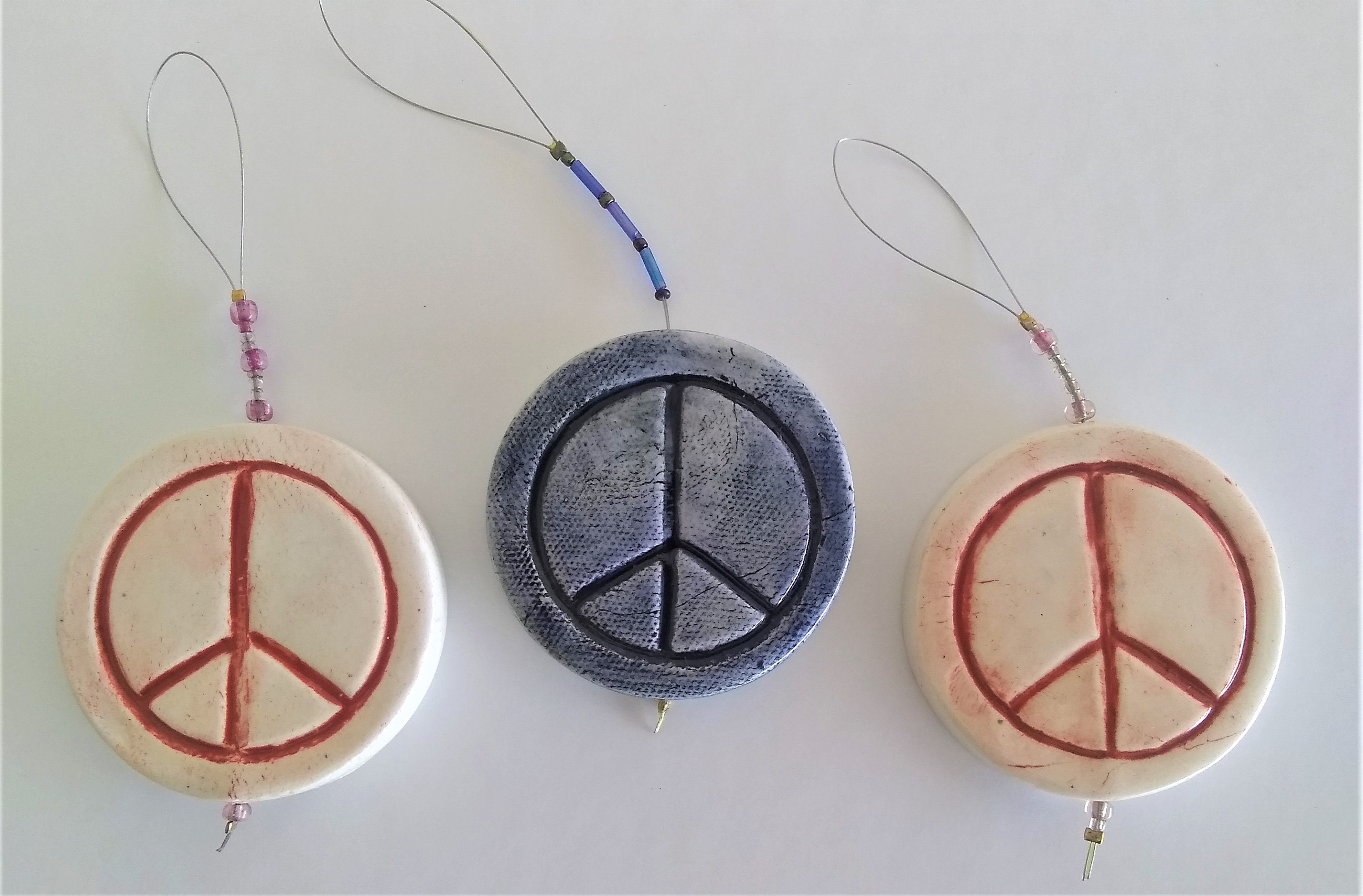 PEACE SIGN - Ceramic Peace Sign - Christmas Ornament - Christmas Gift ...