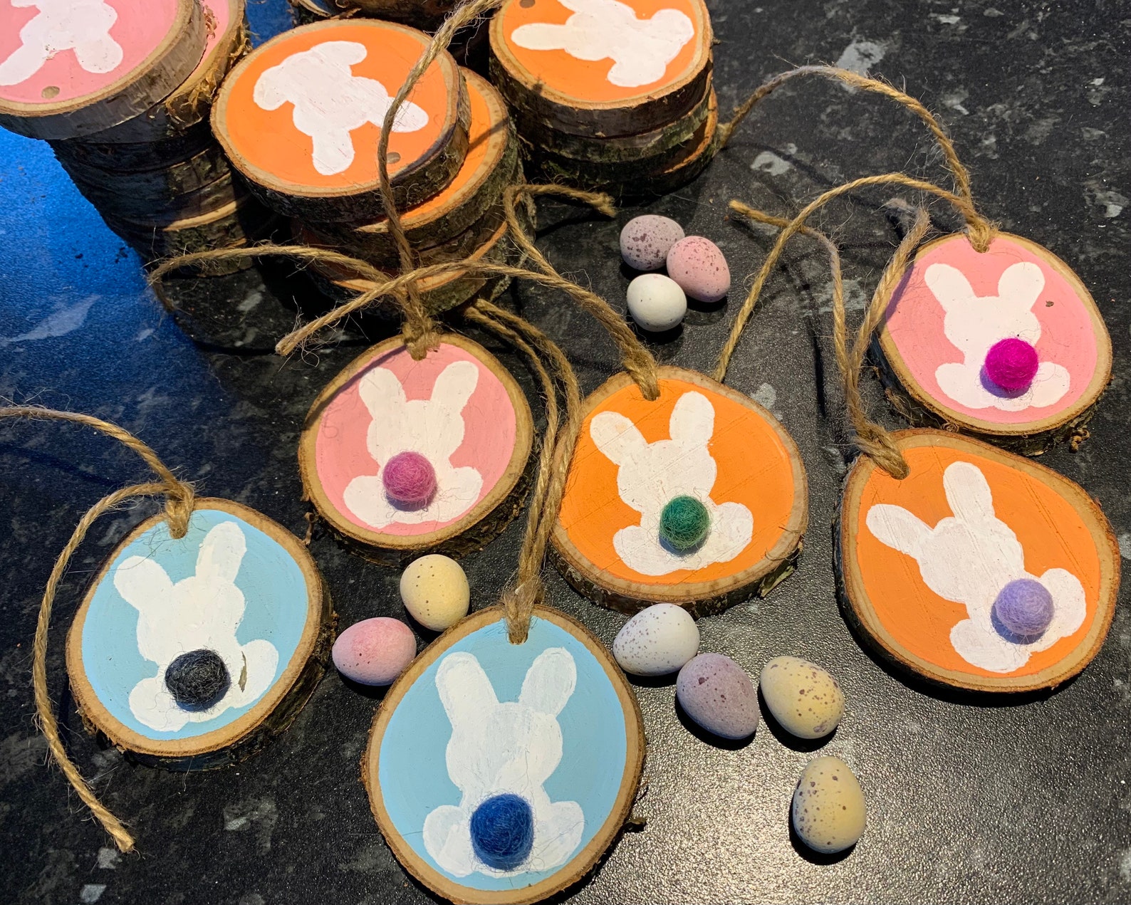 Rustic Natural Wood Slice Easter Bunny Spring Decoration With - Etsy