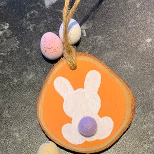 Rustic Natural Wood Slice Easter Bunny Spring Decoration With - Etsy