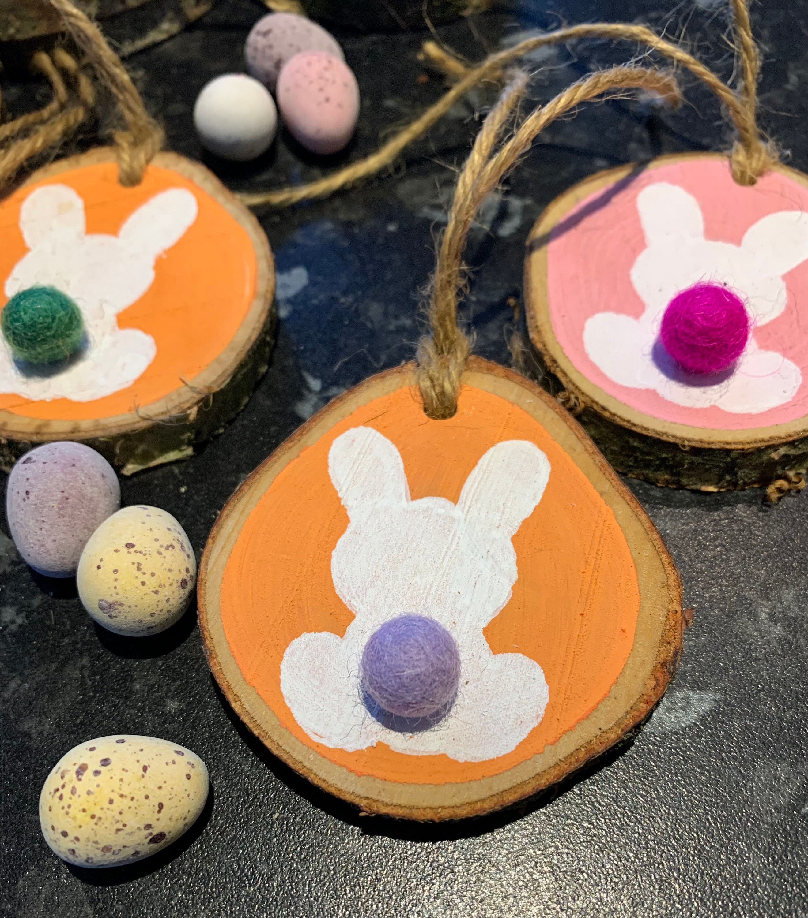 Rustic Natural Wood Slice Easter Bunny Spring Decoration with | Etsy