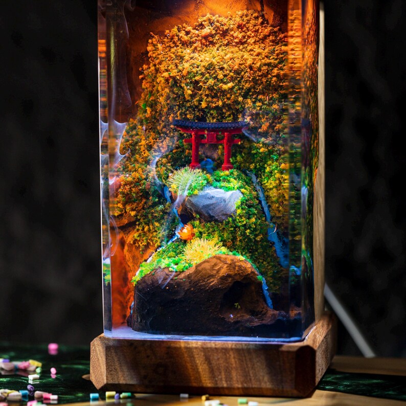 Autumn Torii Gate Resin Lamp, Japanese Landmark Art Night Light, Unique ...
