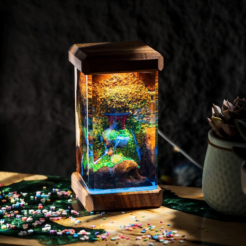 Autumn Torii Gate Resin Lamp, Japanese Landmark Art Night Light, Unique ...