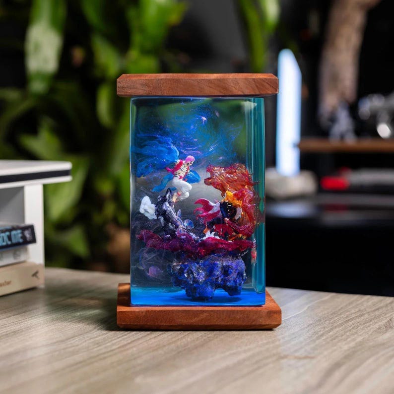 Rengoku VS Akaza Demon Slayer Lamp , Resin Lamp, Resin Diorama Display ...